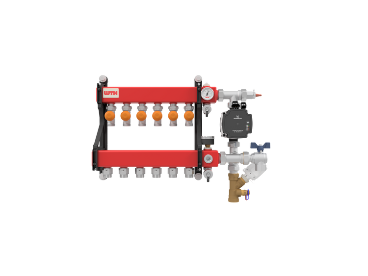 Stalen verdeler met HT-module – WTH Vloerverwarming